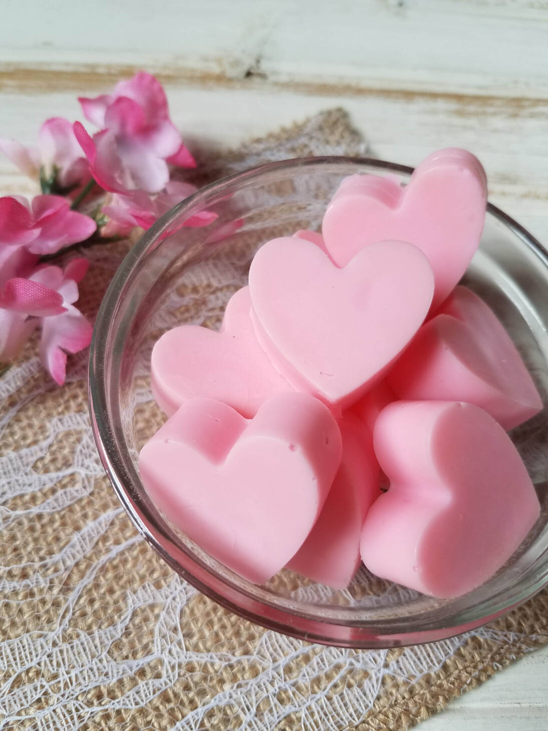 Homemade Strawberry Scented Mini Heart Soaps - Outnumbered 3 to 1